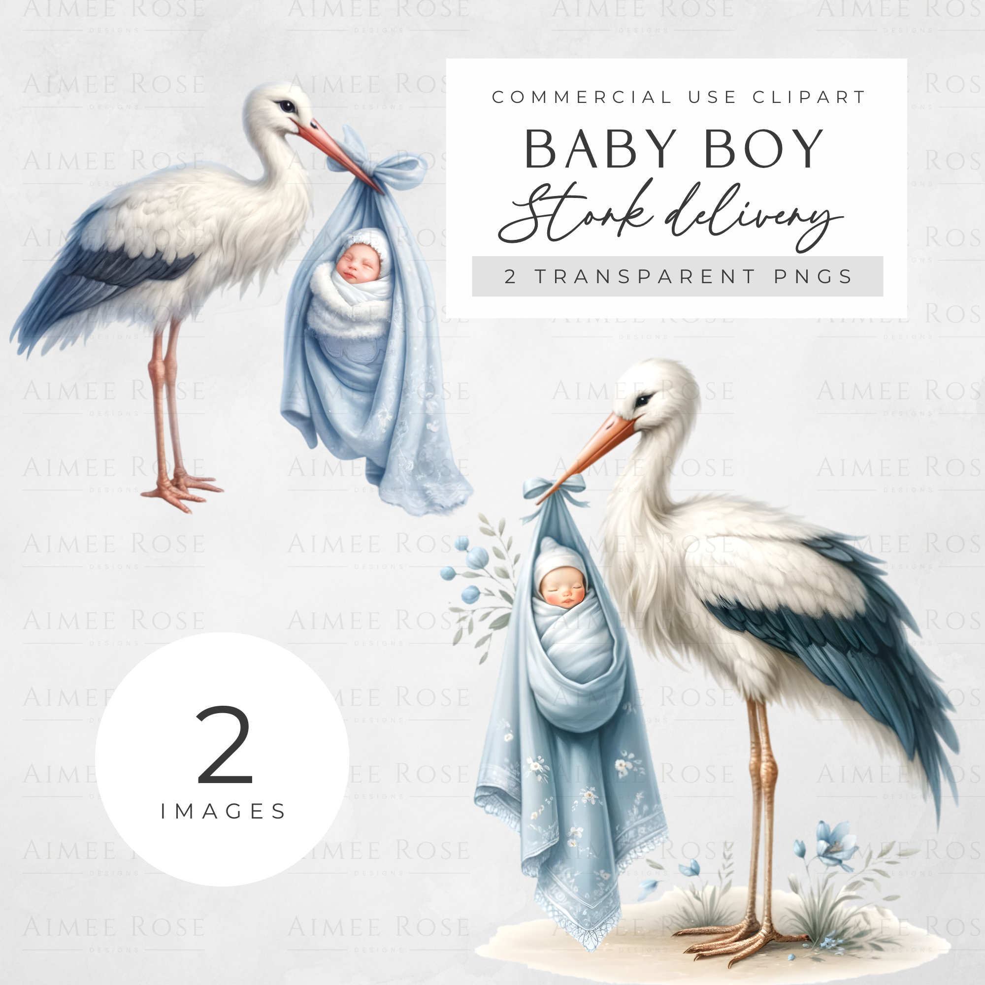 Stork Carrying Baby Boy Clipart - Blue Newborn Illustration, Baby ...