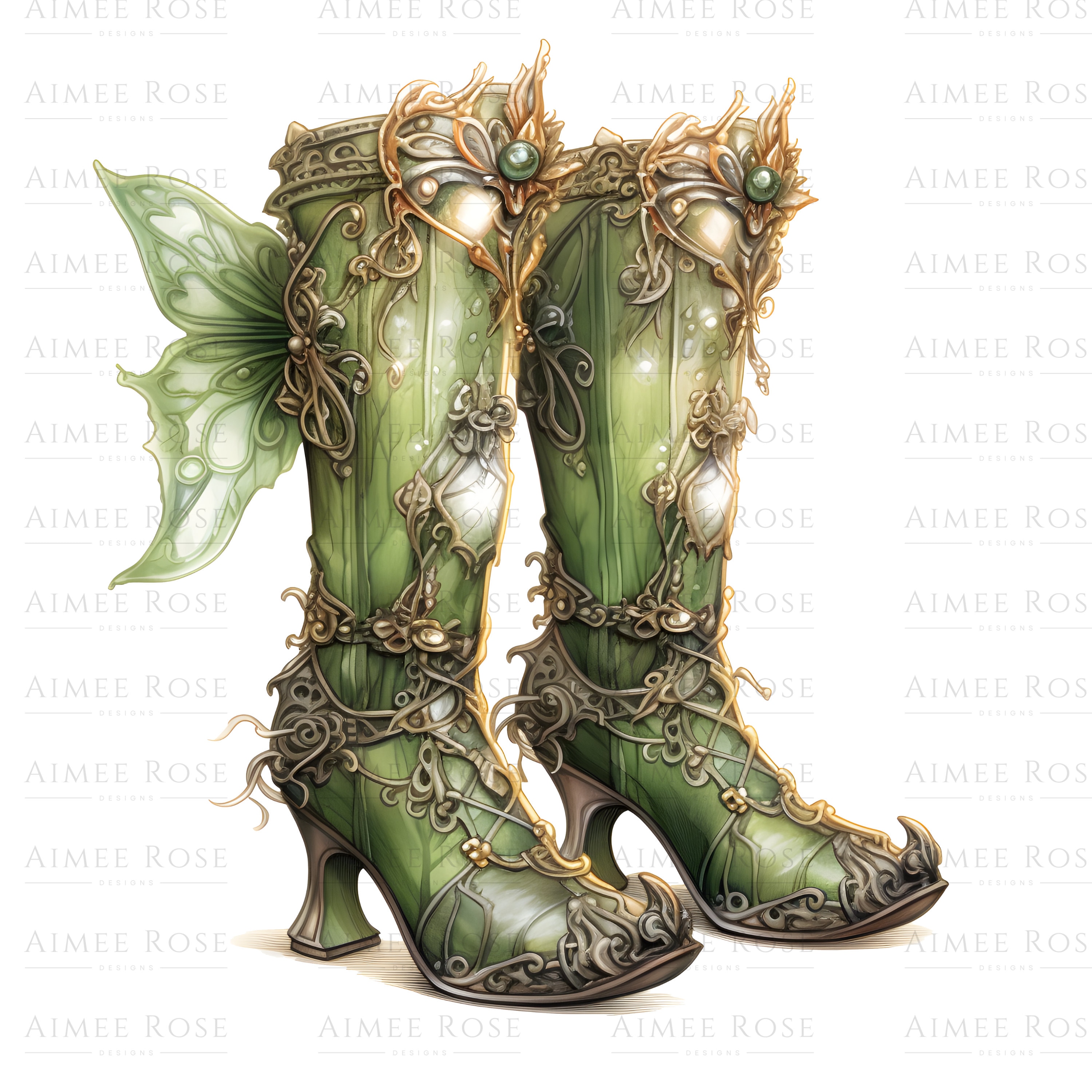 Fairy Tale Boot Clipart Set - Enchanted Garden High-res Digital PNG ...