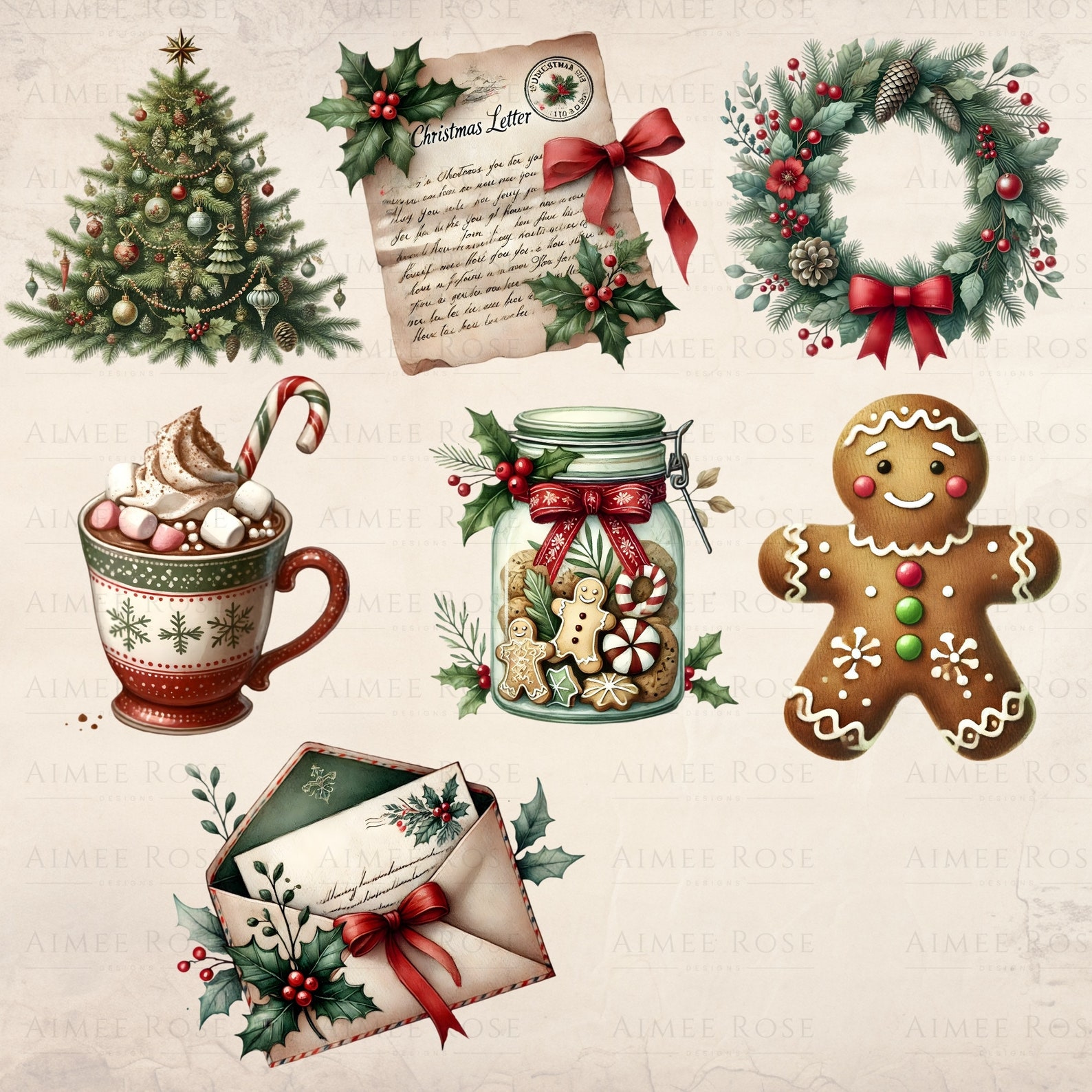 25 Christmas Clipart PNG Vintage Christmas Illustrations for ...