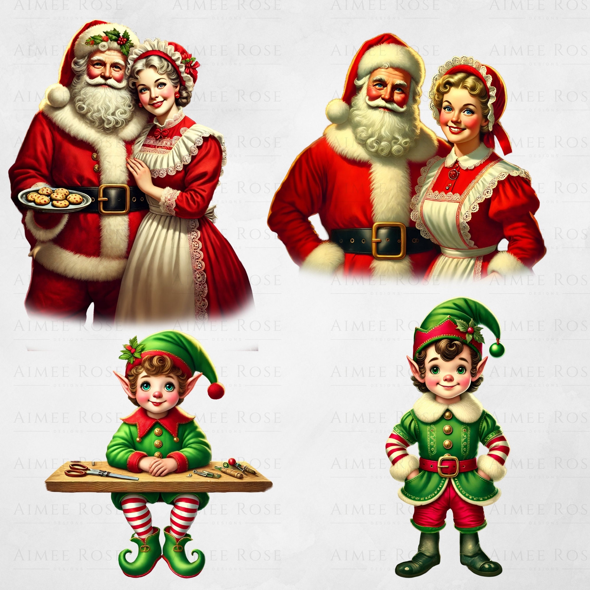 Vintage Christmas Clipart Pack 18 High-resolution PNG Images for ...