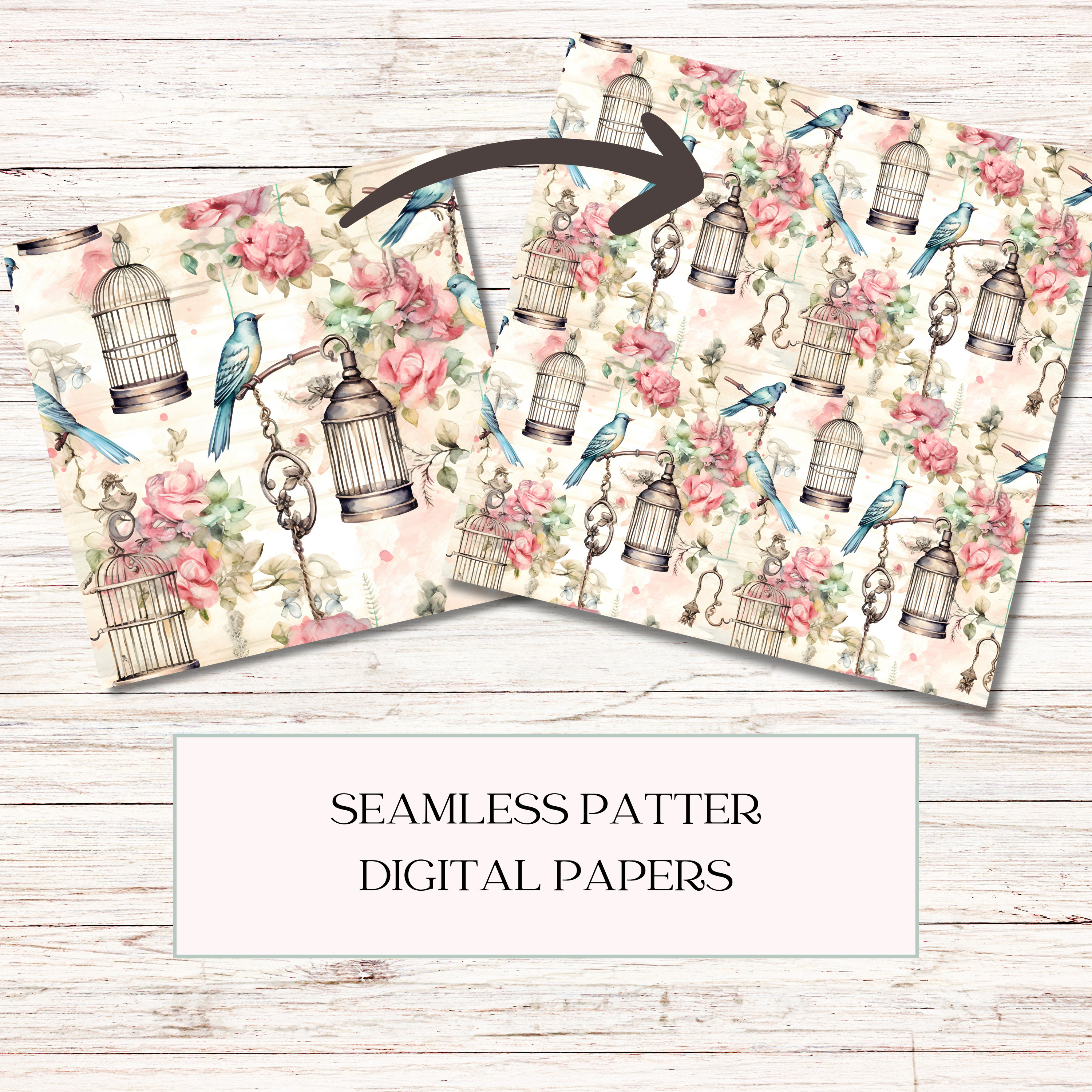 14 Shabby Chic Seamless Digital Papers | 12x12 Inch JPG | 300 DPI ...