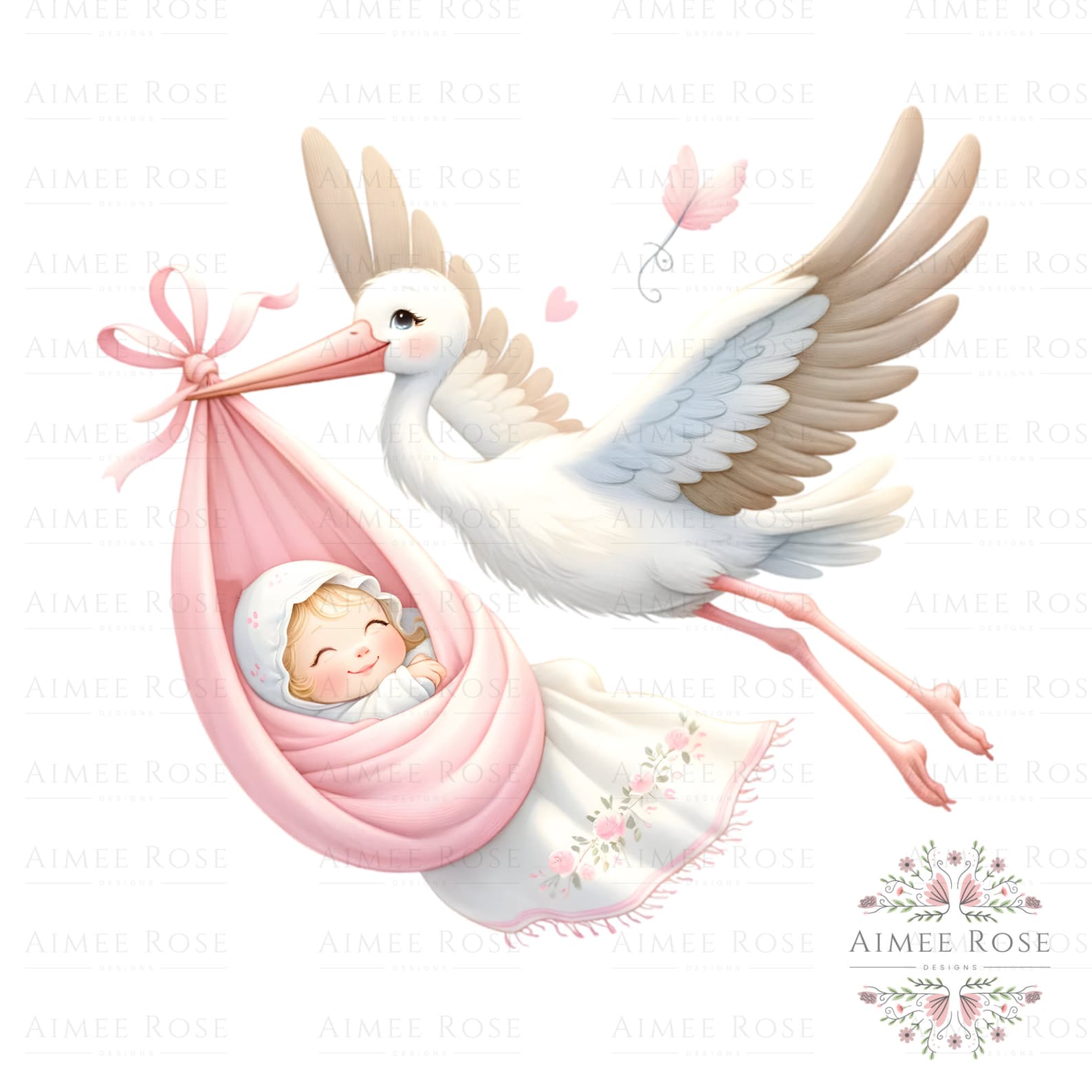 Baby Stork Clipart, High Quality PNG. Nursery Art, Card Making, Baby ...