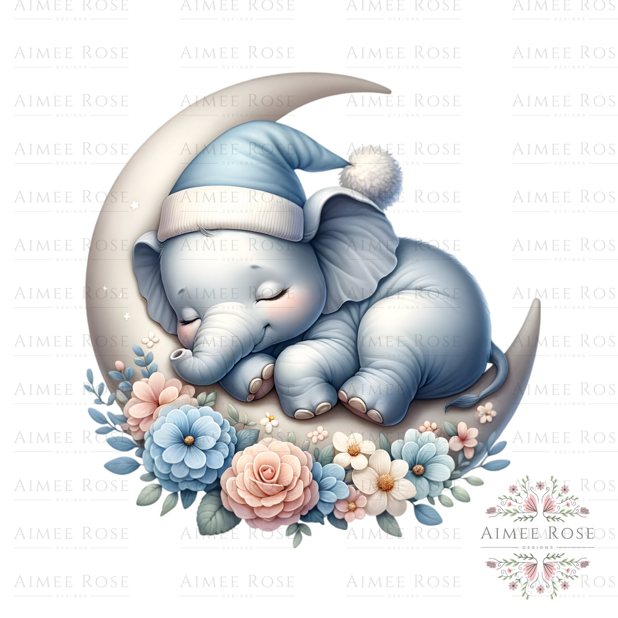 Baby Elephants Clipart - Digital PNG Set, High Quality, Nursery Art ...