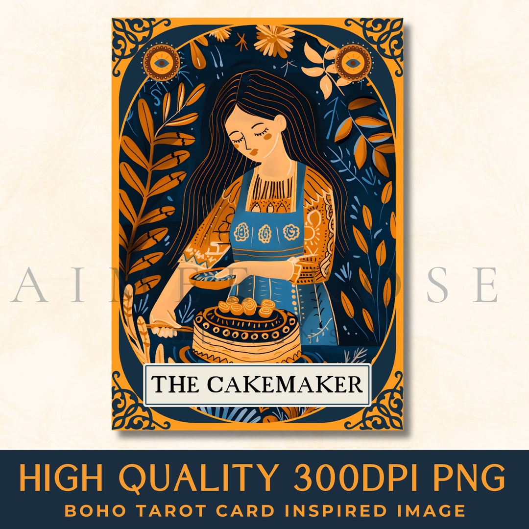 Boho Tarot Card Style the Cakemaker PNG Digital, High Res for Crafting ...