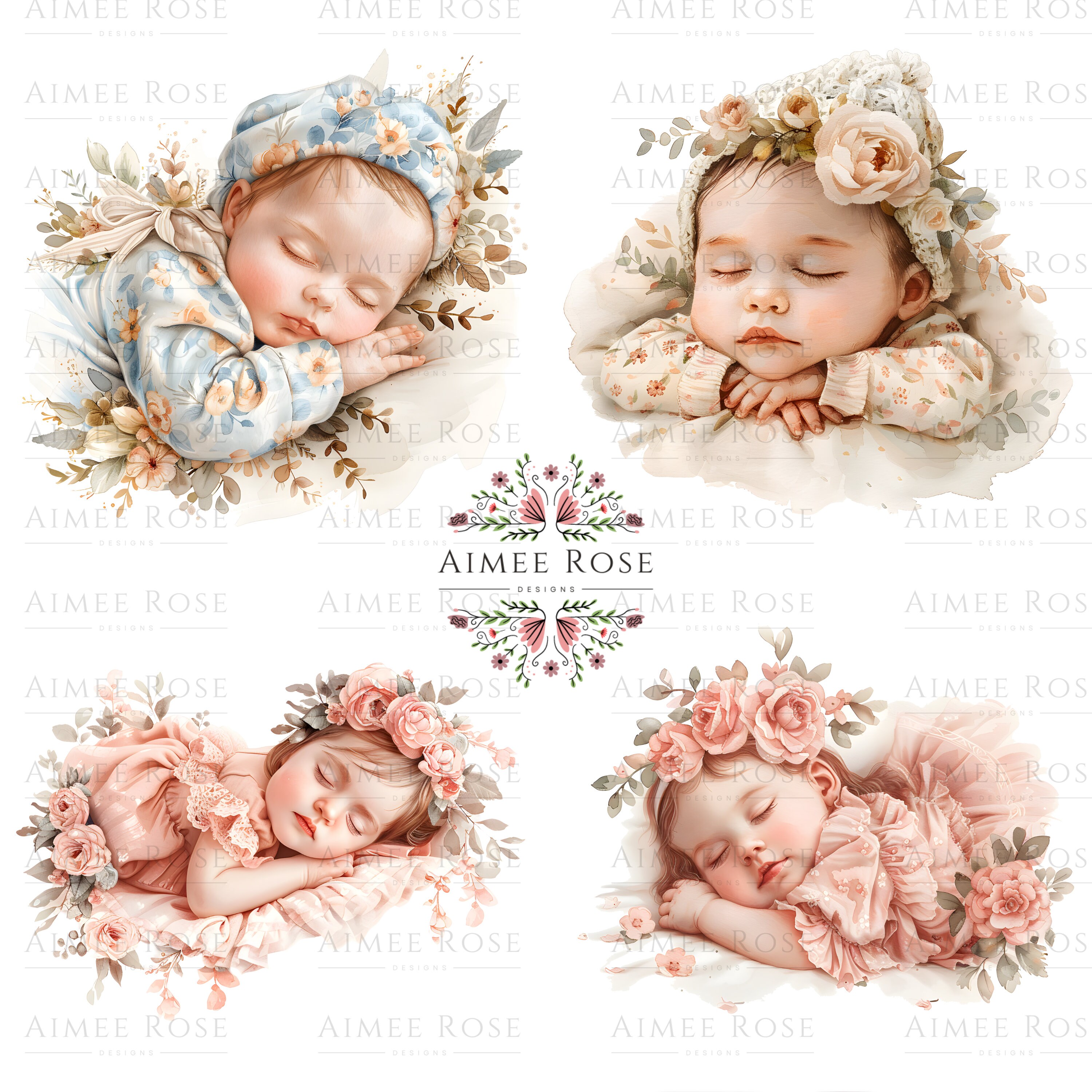 Sweet Sleeping Babies Clipart Collection, High Quality 15 Pngs. Nursery ...