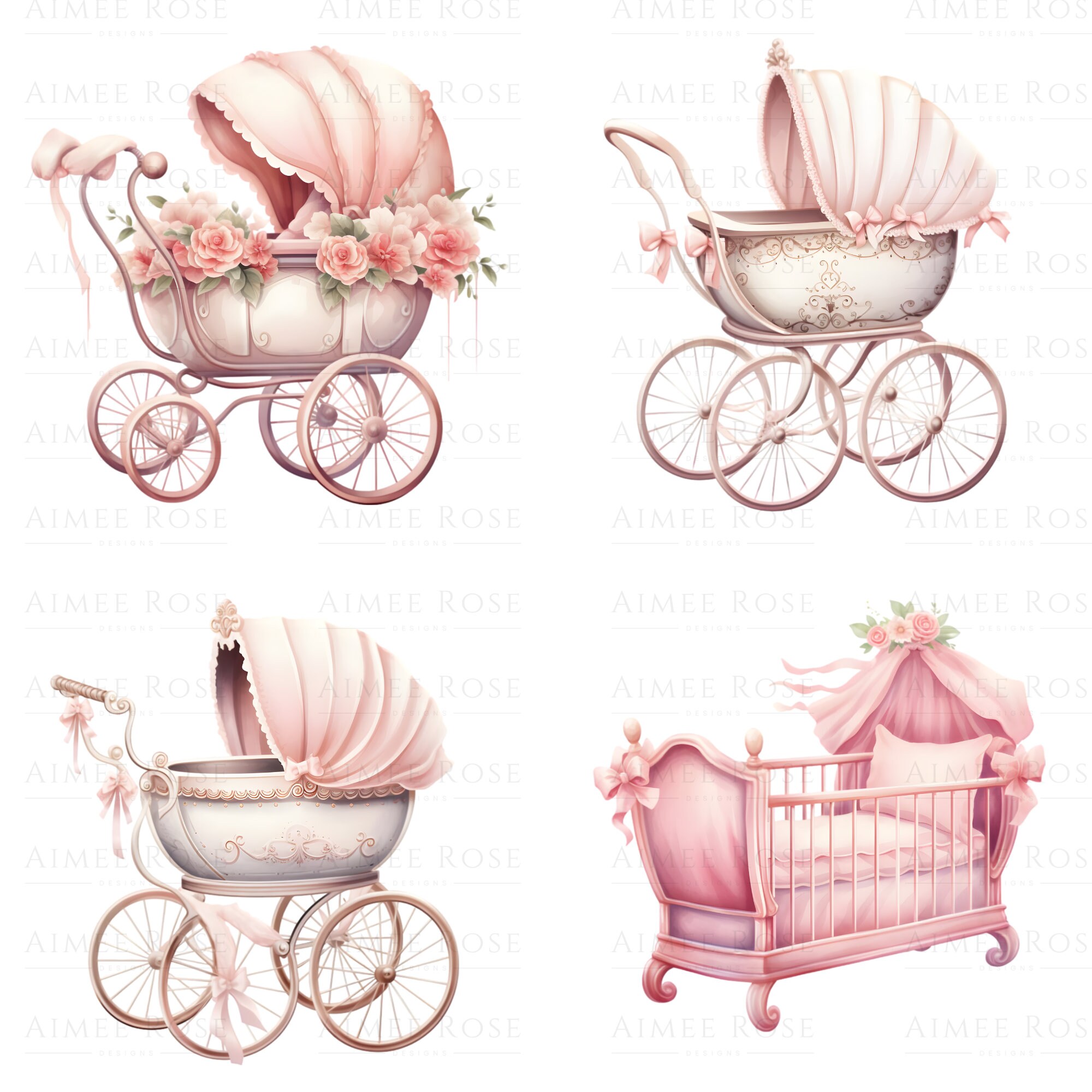 Baby Girl Nursery Clipart Set - 13 Transparent Pngs | Pink Vintage ...