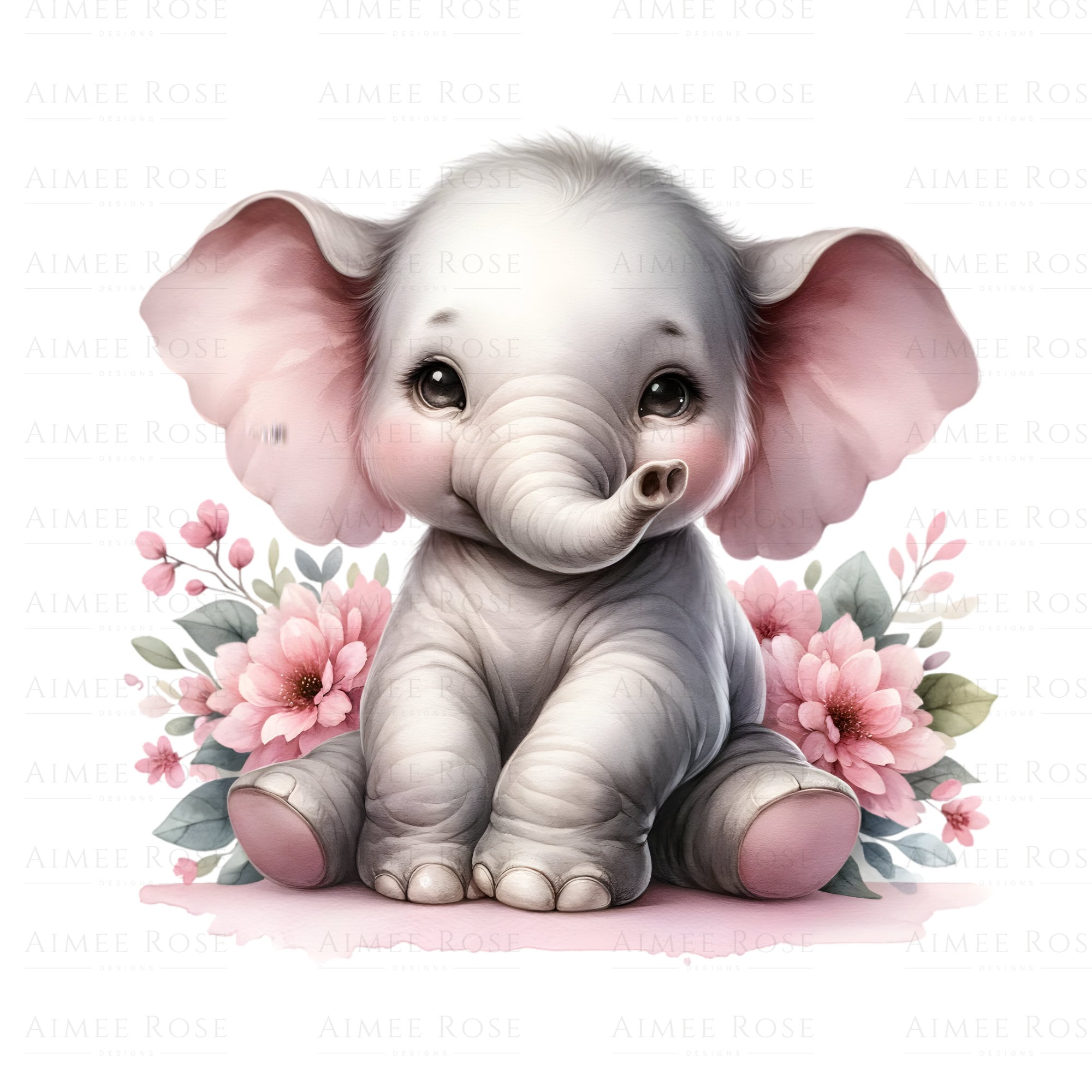 Cute Baby Elephant Clipart, 2 High Quality Pngs. Nursery Art, Card ...