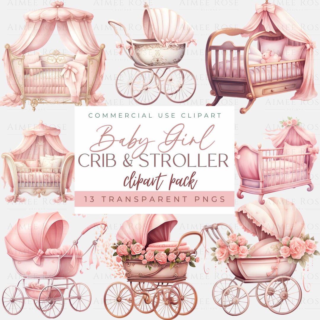 Baby Girl Nursery Clipart Set - 13 Transparent Pngs | Pink Vintage ...