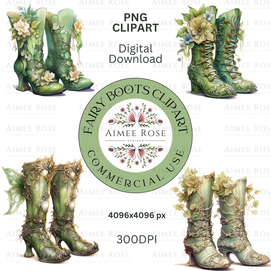 Fairy Tale Boot Clipart Set - Enchanted Garden High-res Digital PNG ...