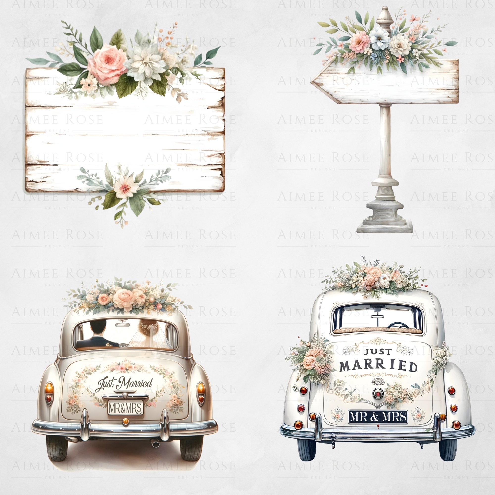 28 Wedding PNG Clipart Shabby Chic Style Vintage Floral Invitations ...