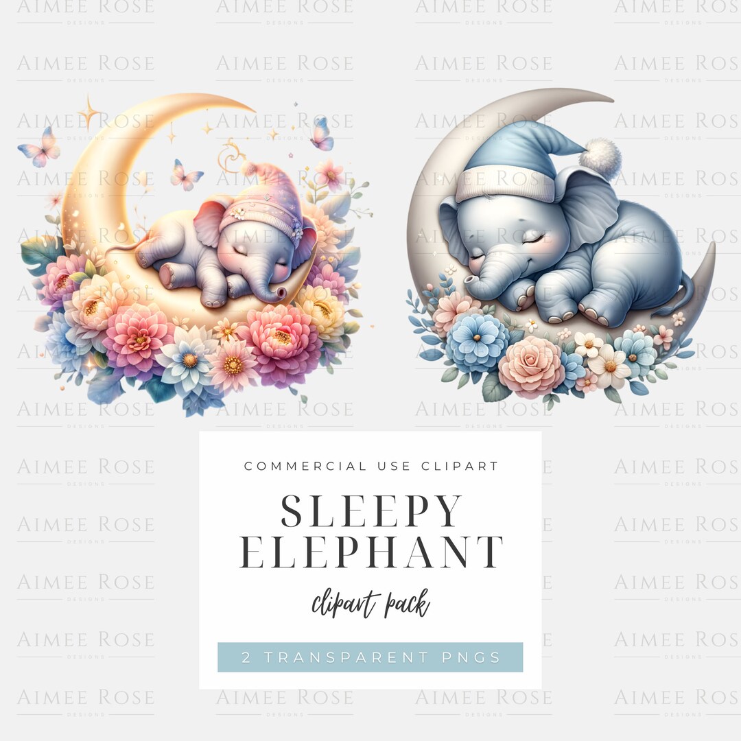 Baby Elephants Clipart - Digital PNG Set, High Quality, Nursery Art ...