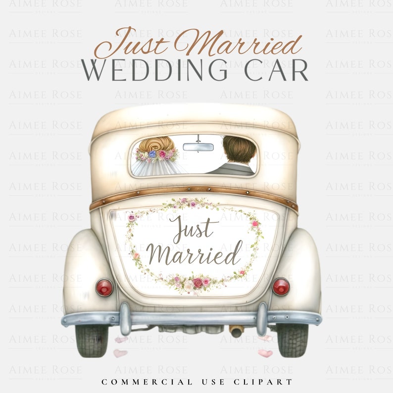 Vintage Just Married Wedding Car PNG Clipart - Greeting Cards ...