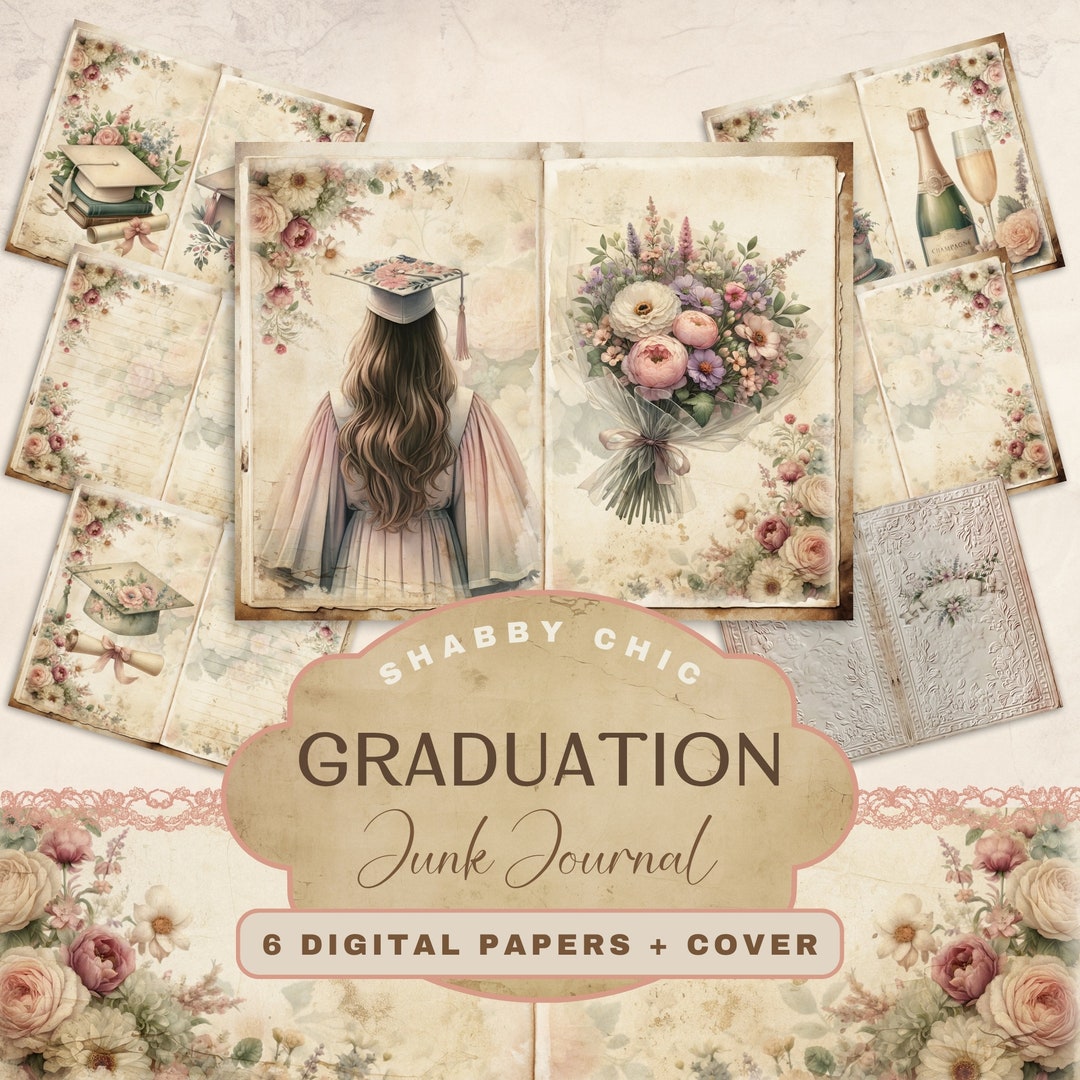 Graduation Junk Journal Digital Pages, Shabby Chic Printable Pages ...