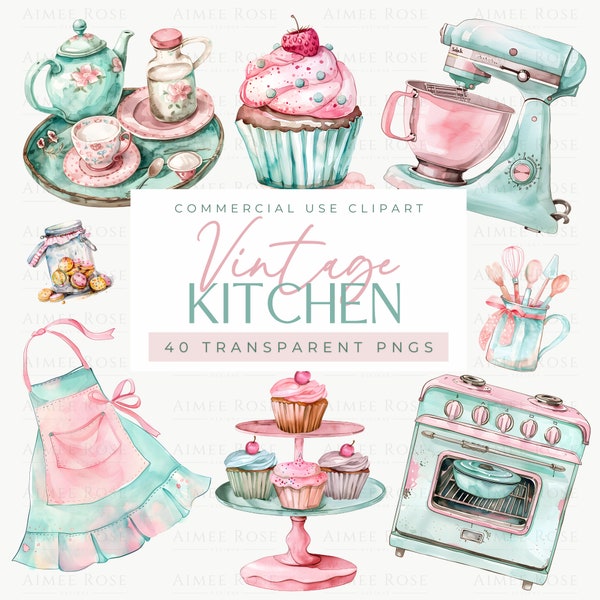 Watercolor Bakery Clipart - Etsy