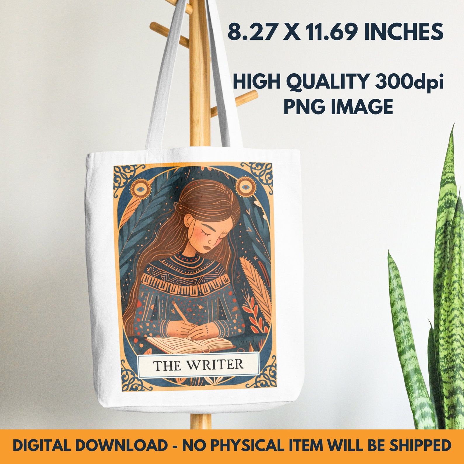Boho Tarot Card Style the Writer PNG Digital, High Res for Crafting ...