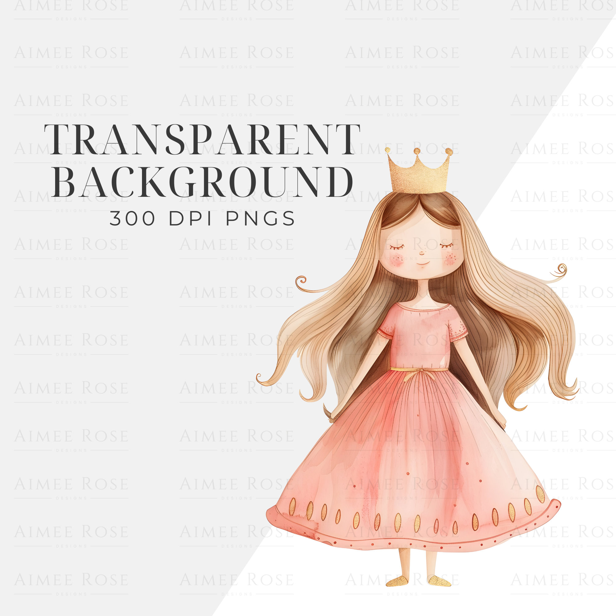 Princess Clipart Cute Girl PNG, High-res Digital Download, Whimsical ...