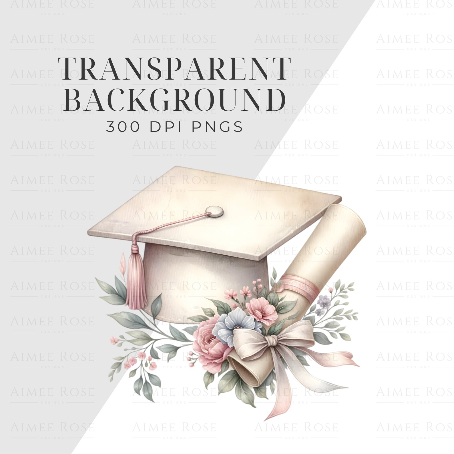 16 Shabby Chic Graduation Clipart Pack | Class of 2024 | Watercolour ...