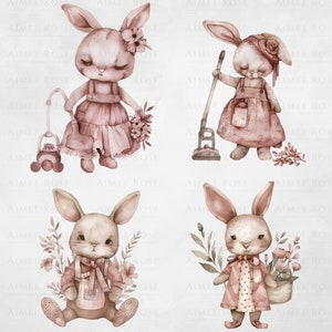 Watercolor Miss Rabbit Clipart Set - 14 PNG 300dpi | Nursery Art ...