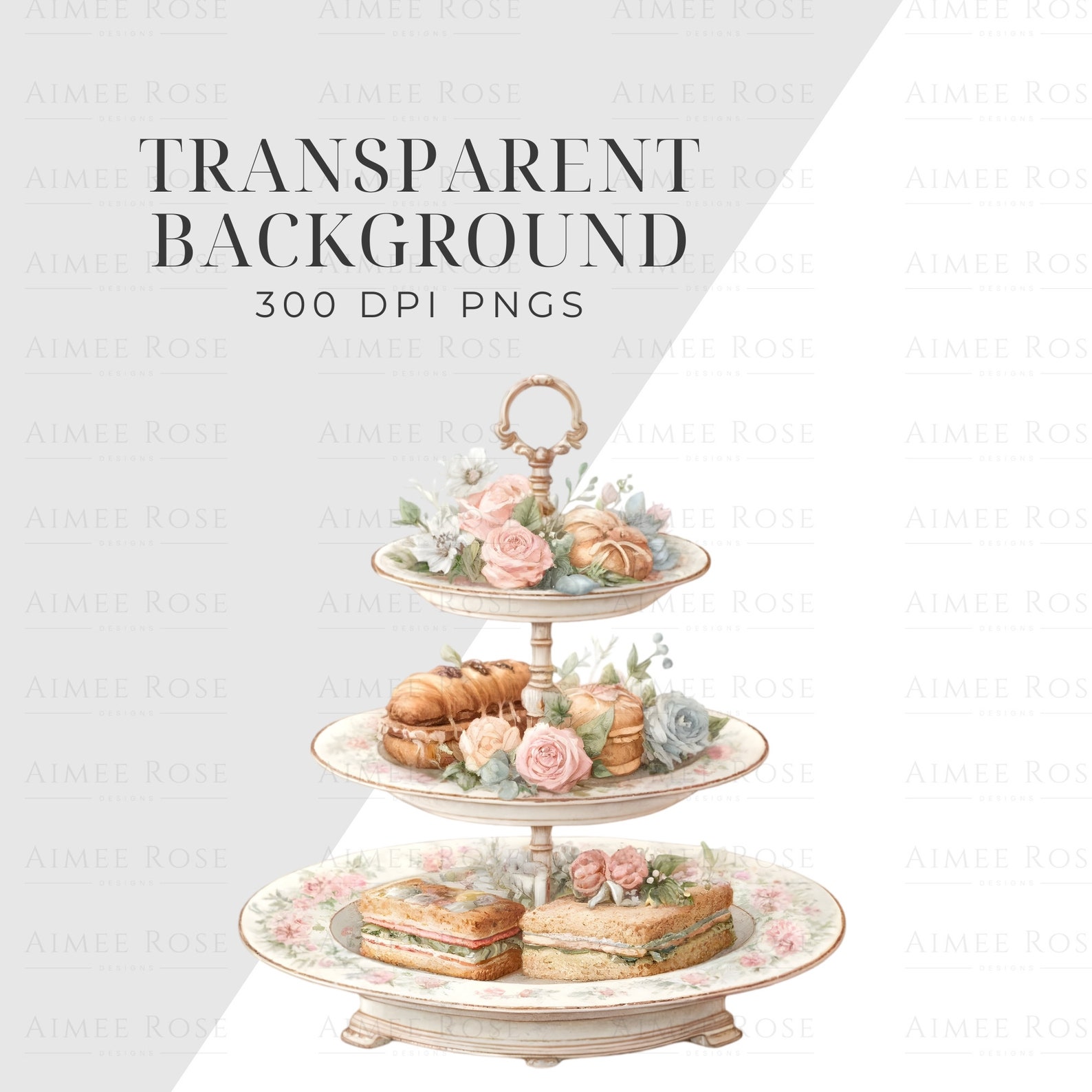 17 Shabby Chic Afternoon Tea Clipart Set Vintage Floral Tea Party PNG ...