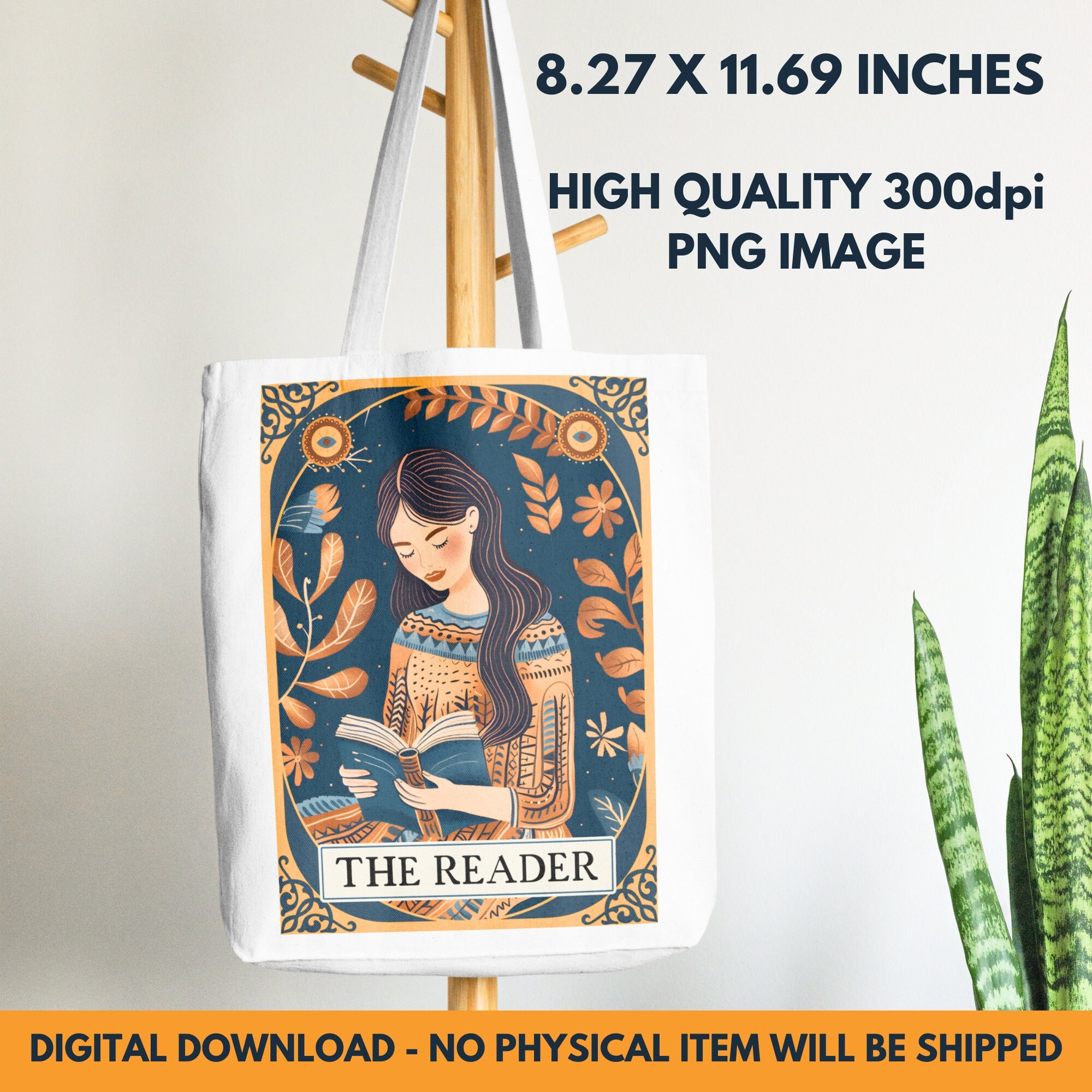 Boho Tarot Card Style the Reader PNG Digital, High Res for Crafting ...