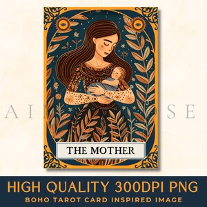Boho Tarot Card Style the Mother PNG Digital, High Res for Crafting ...