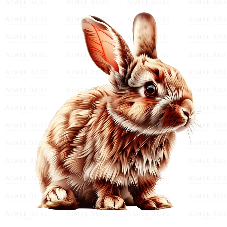 Rabbit Clipart Set Lifelike Bunny PNG Images, Transparent Background ...