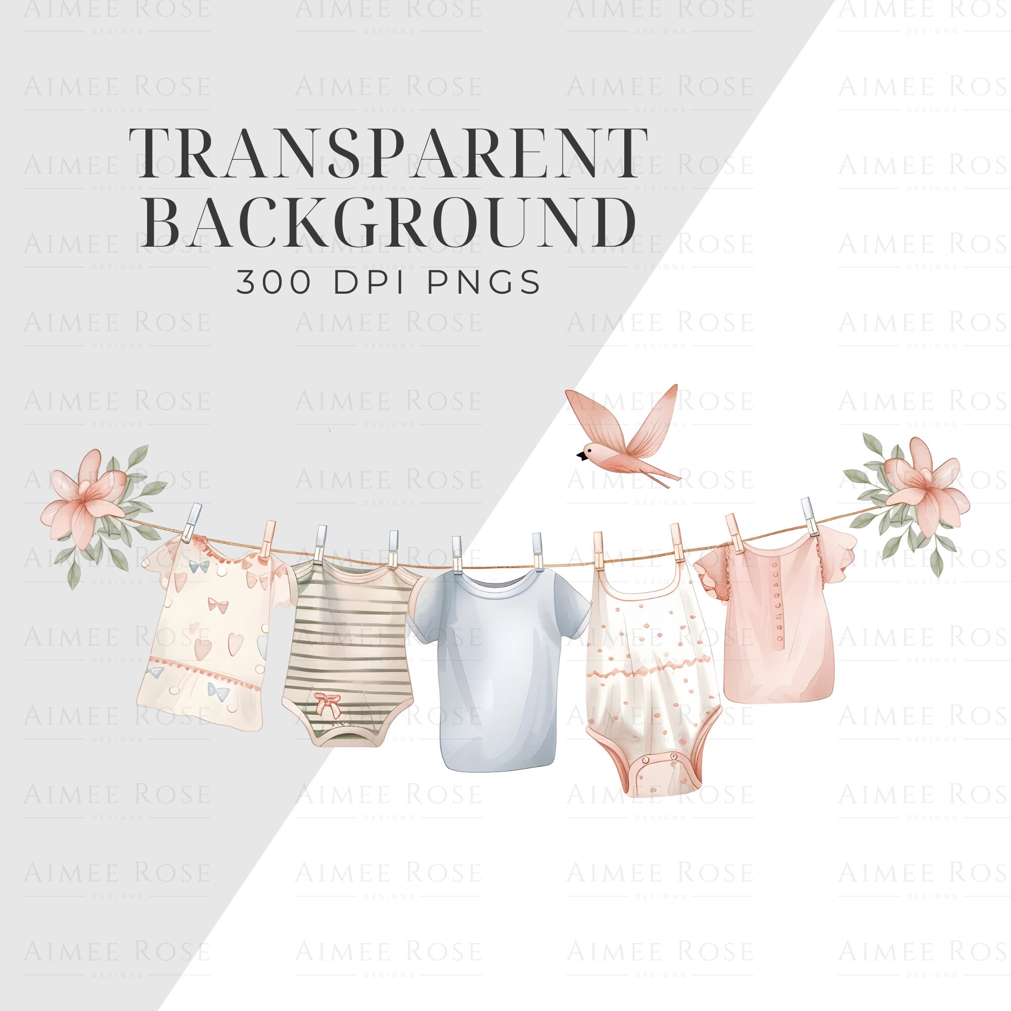 Baby Clothes Clipart - Cute Nursery Clothesline PNG, High-resolution ...