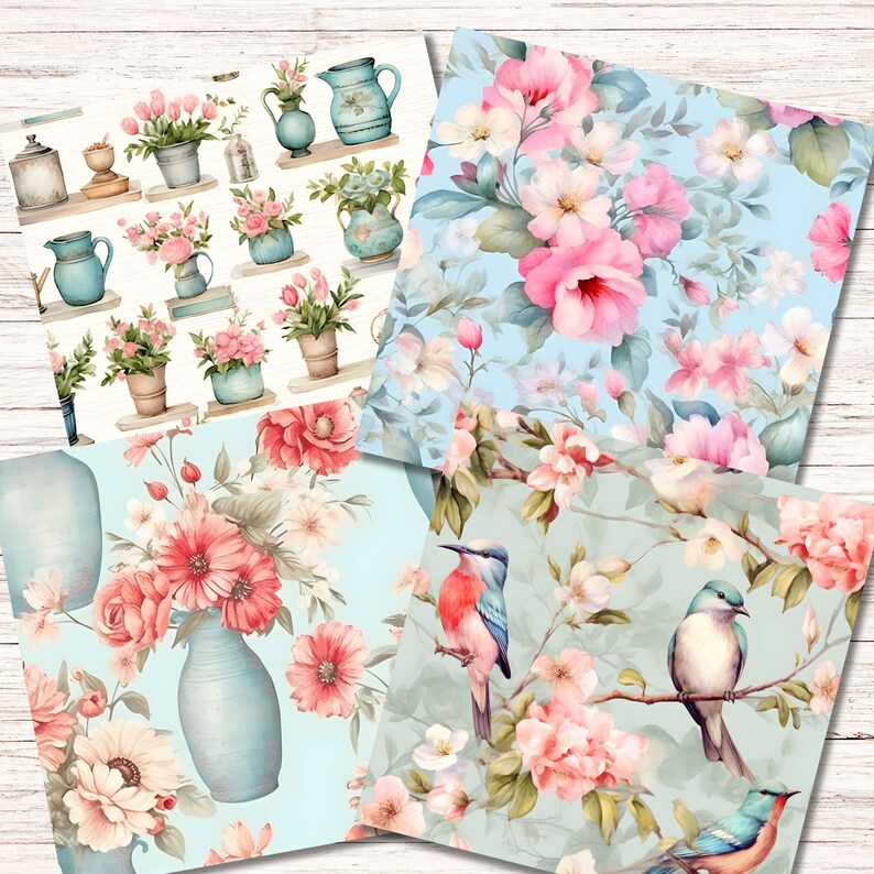14 Shabby Chic Seamless Digital Papers | 12x12 Inch JPG | 300 DPI ...
