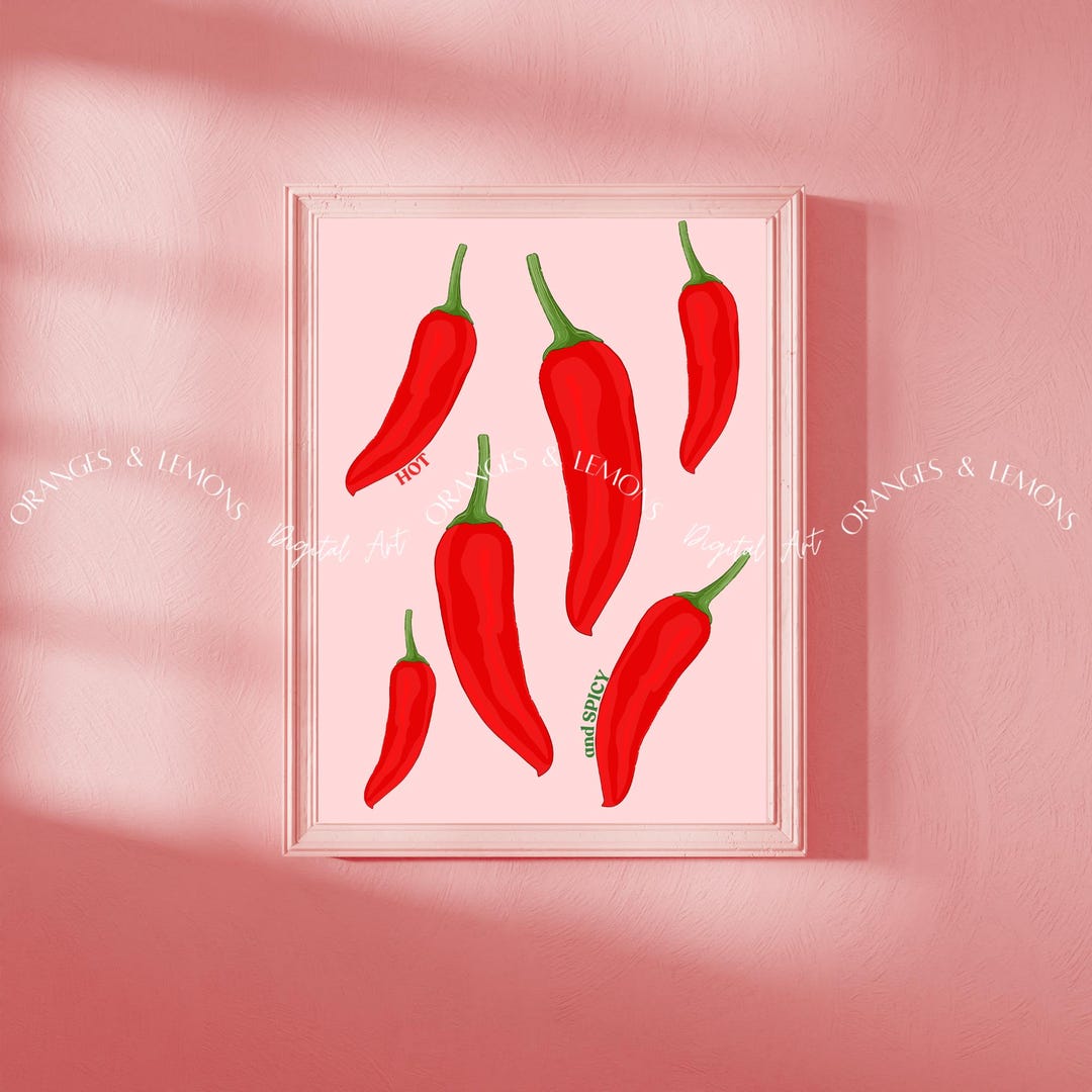 Chilli Digital Print Chillis Poster Handful of Chillis Wall Art Chilli ...