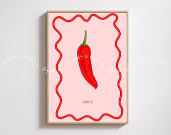 Chilli Digital Print Chillis Poster Handful of Chillis Wall Art Chilli ...