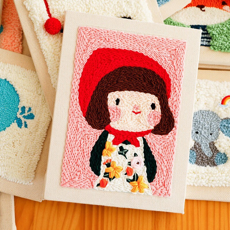 Punch Needle Little Girl Red Hood Kit for Beginner Embroidery Start Kit ...