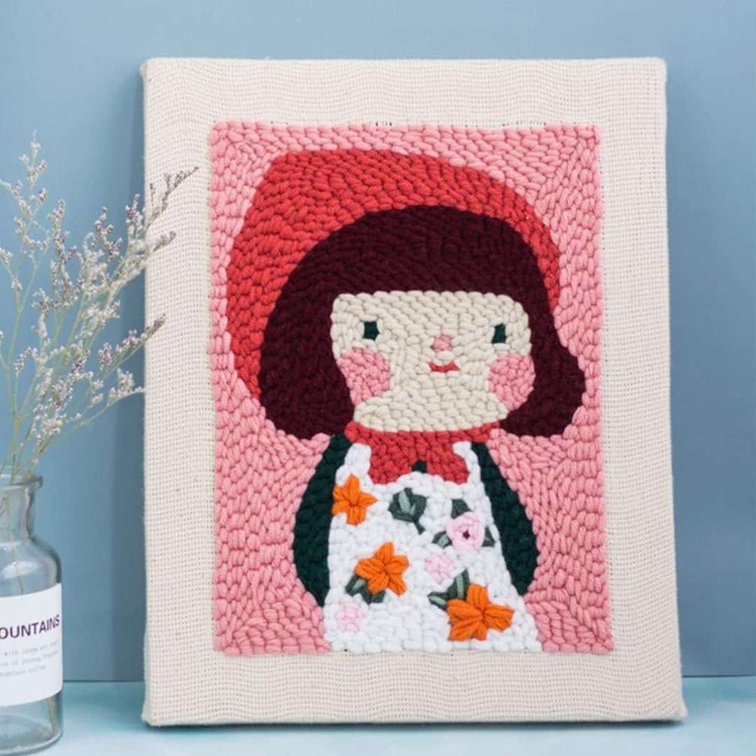 Punch Needle Little Girl Red Hood Kit for Beginner Embroidery Start Kit ...