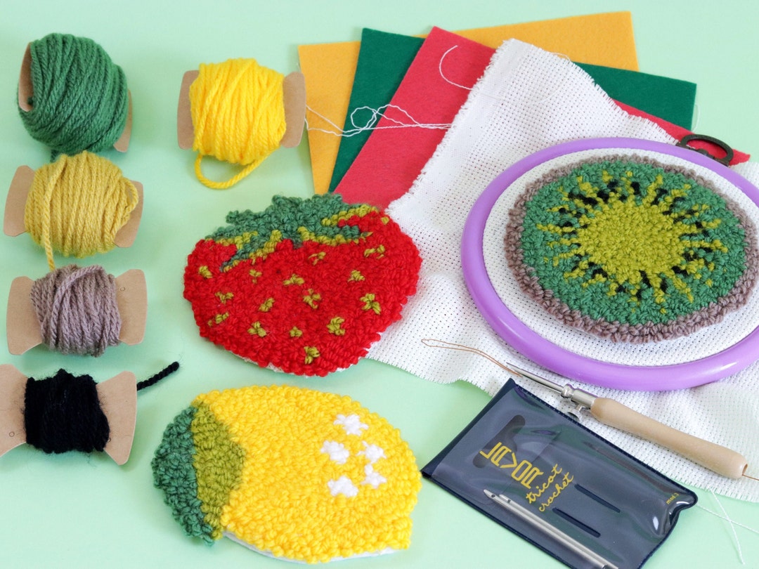 Punch Needle Fruits Coasters Kit Set 3, Easy DIY Craf Kit for Adults ...