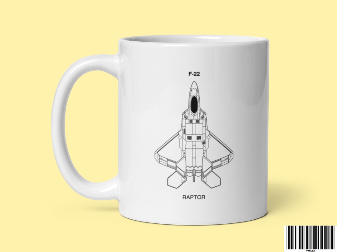 F-22 Raptor Blueprint Drawing Mug | US Air Force Art Design | Military ...