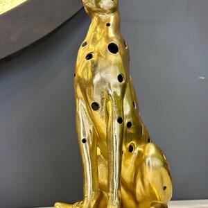 Sitting Gold Leopard Statue - Handmade Wild Leopar Statue - Graffiti ...