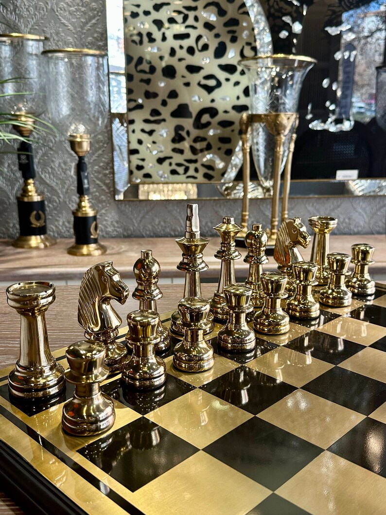 25 Inch Giant Premium Chess Set, Luxury Metal Chess Set, Handcrafted ...