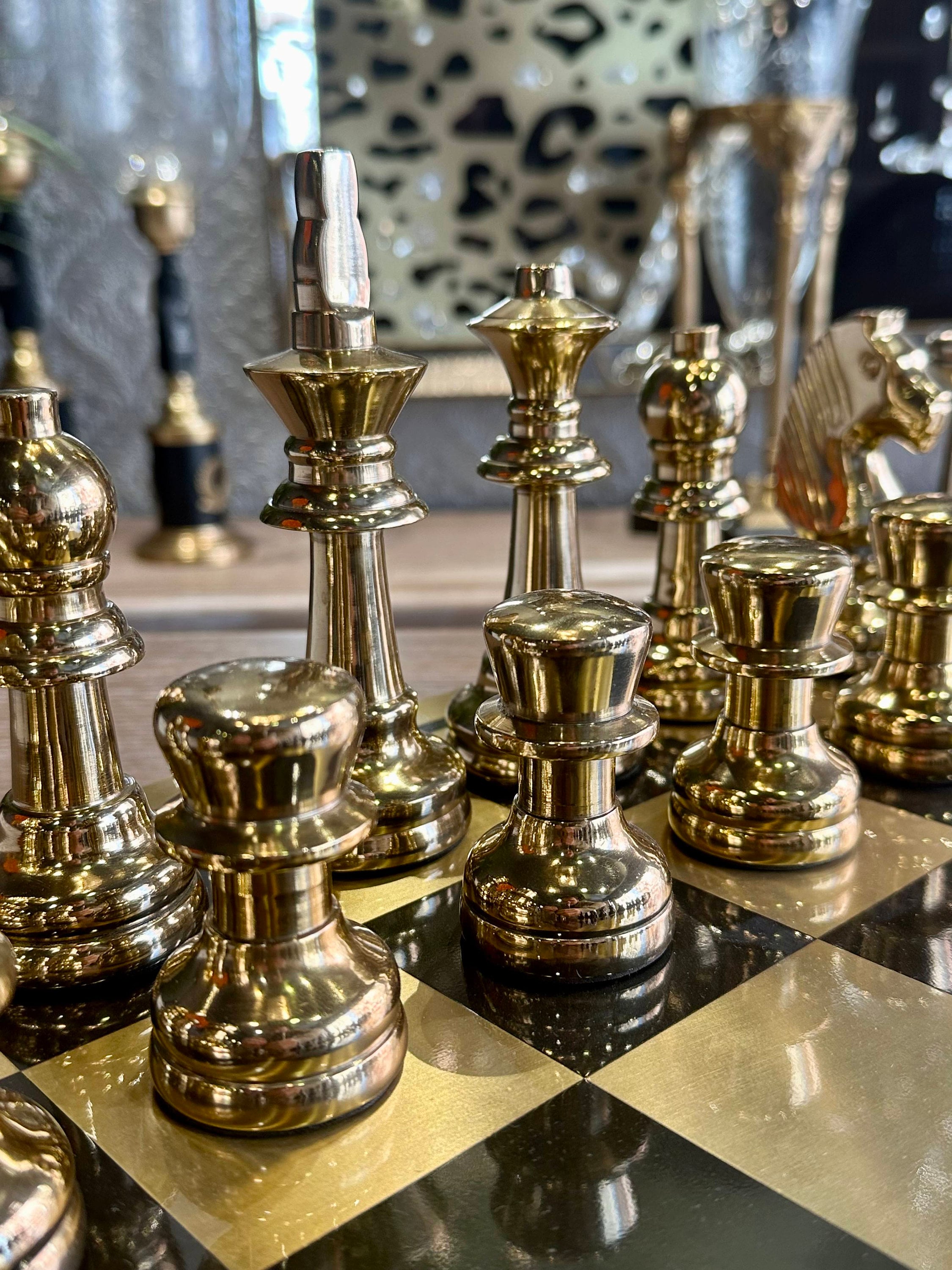 25 Inch Giant Premium Chess Set, Luxury Metal Chess Set, Handcrafted ...