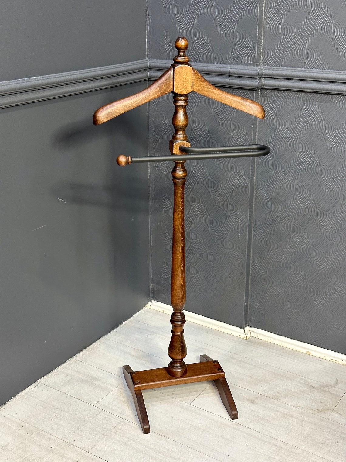 Minimalist Valet Stand Walnut, Walnut Valet Stand, Modern Dumb Butler ...