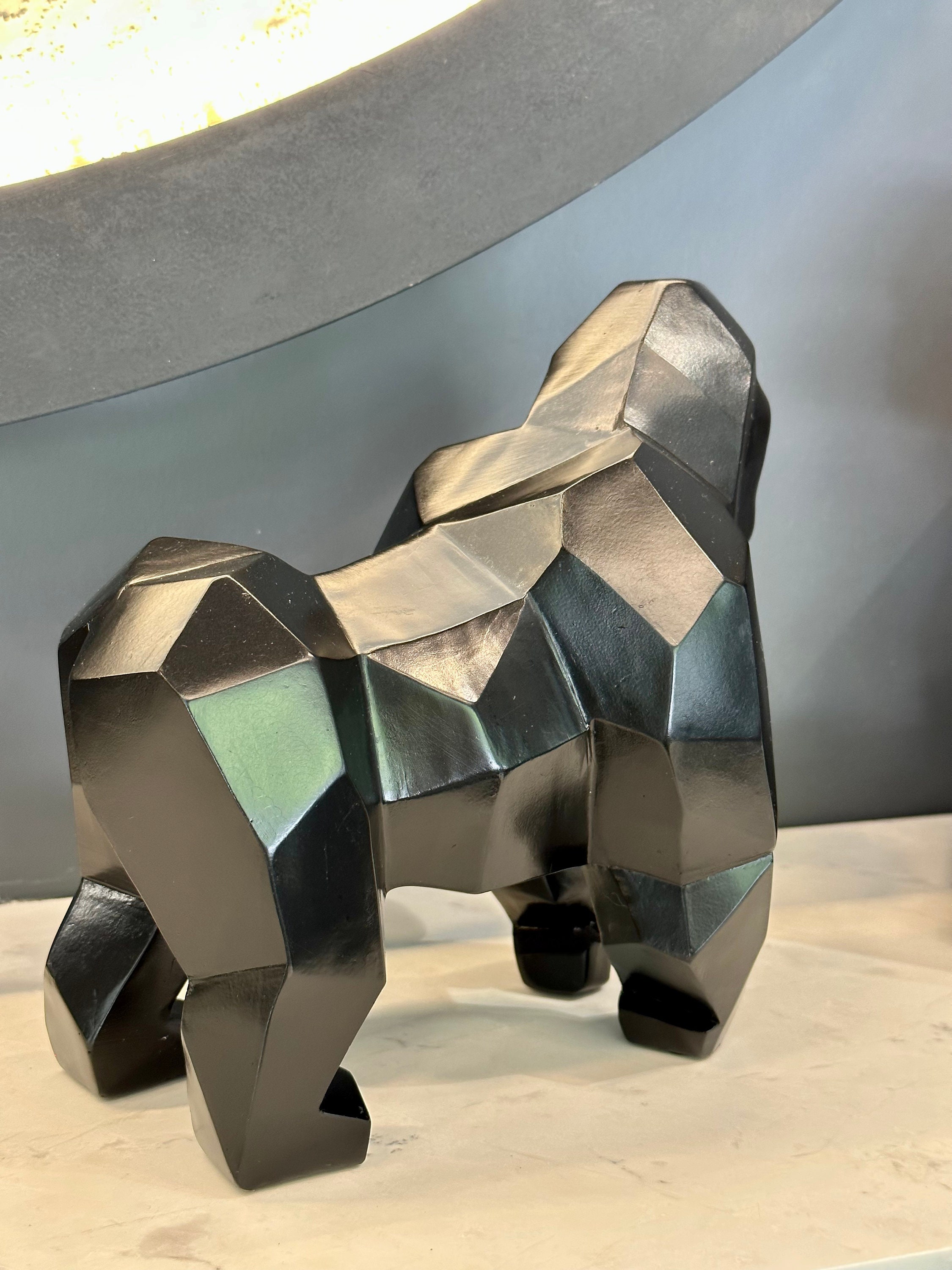 Geometric Gorilla Sculpture, King Kong Statue, Black Gorilla Sculpture ...