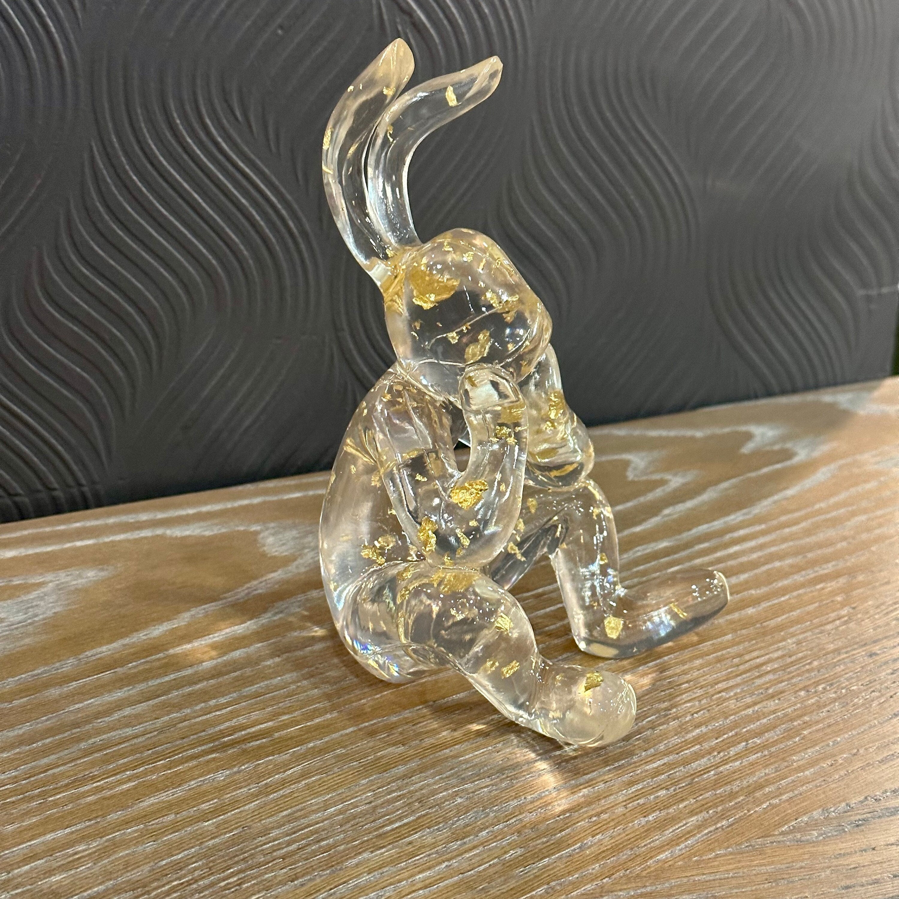 Pop Art Gold Leaf Thinking Rabbit Resin Statue, Modern Nordic Gold ...