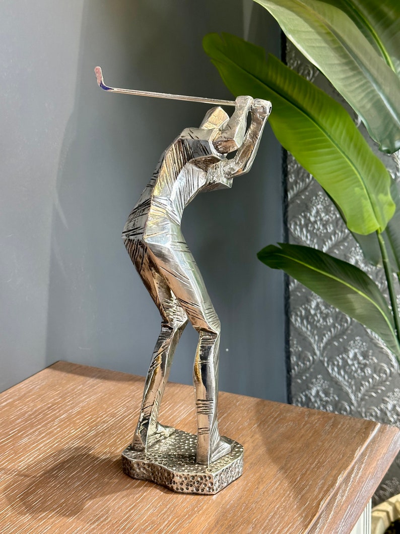 Silver Golf Figures, Golf Sculpture, Statue of Golfer, Golf Gift Idea ...