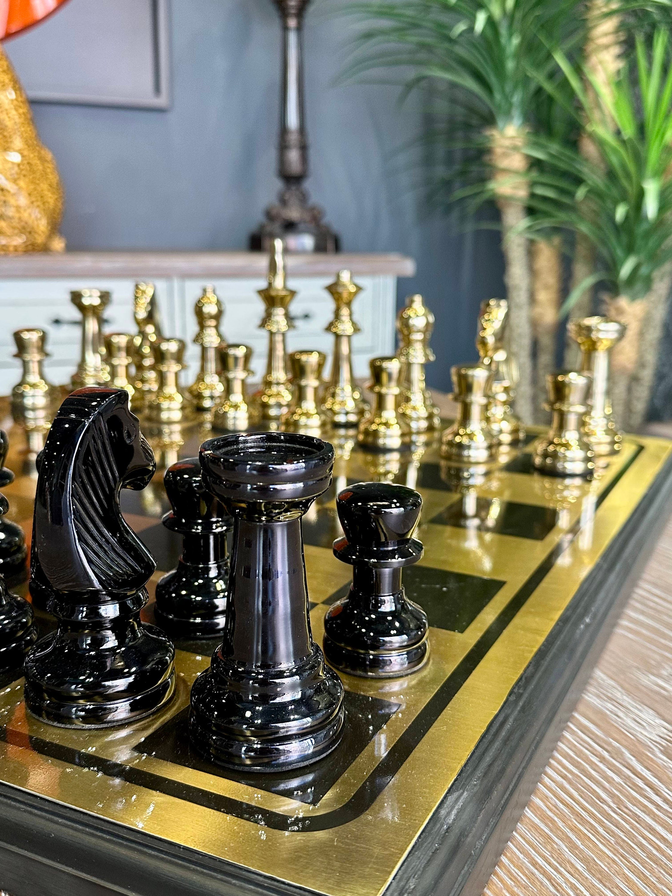 25 Inch Giant Premium Chess Set, Luxury Metal Chess Set, Handcrafted ...
