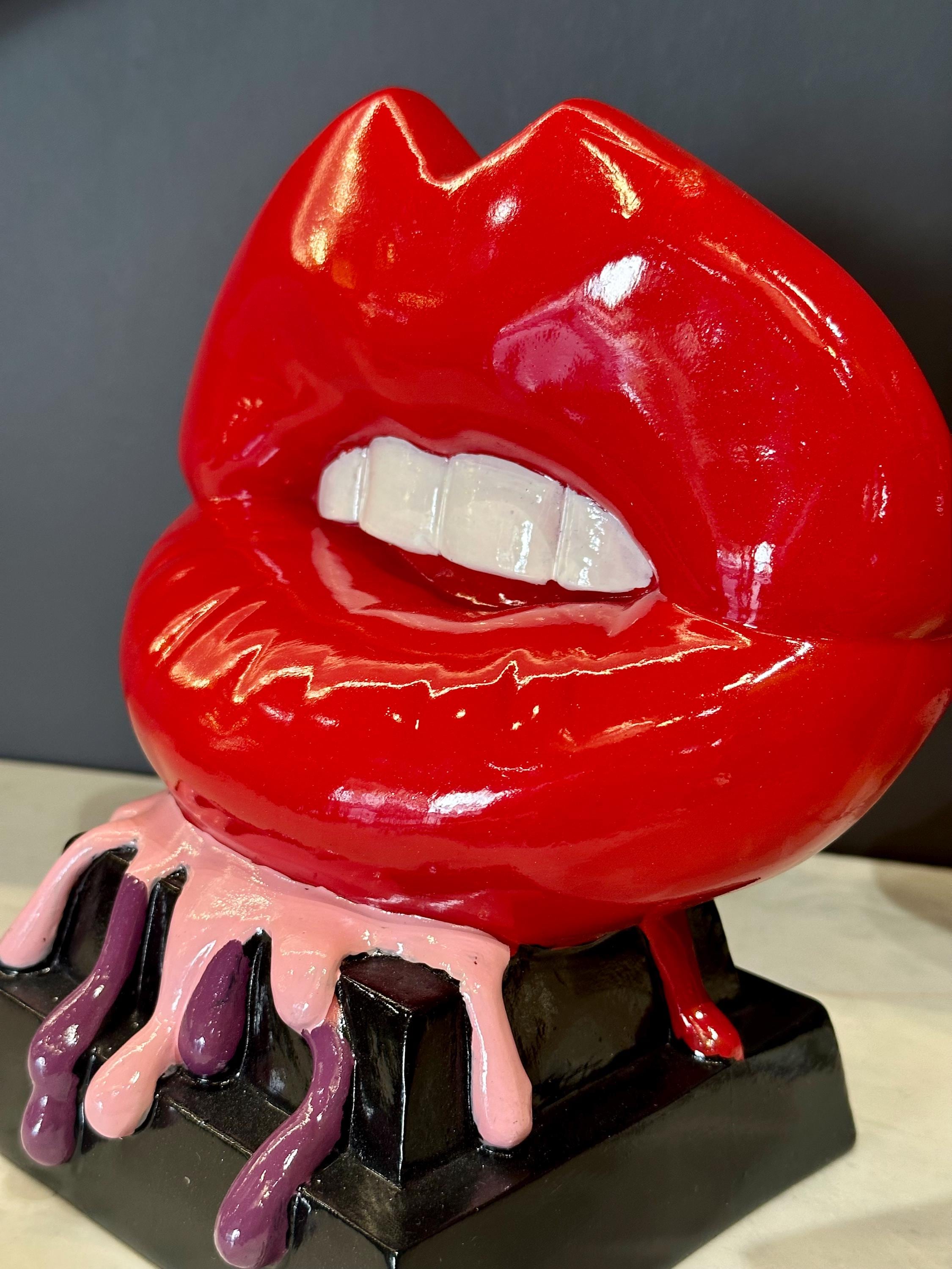 Pop Art Red Lips Sculpture, Shiny Lady Lips Pop Art Decor, Lip Art ...