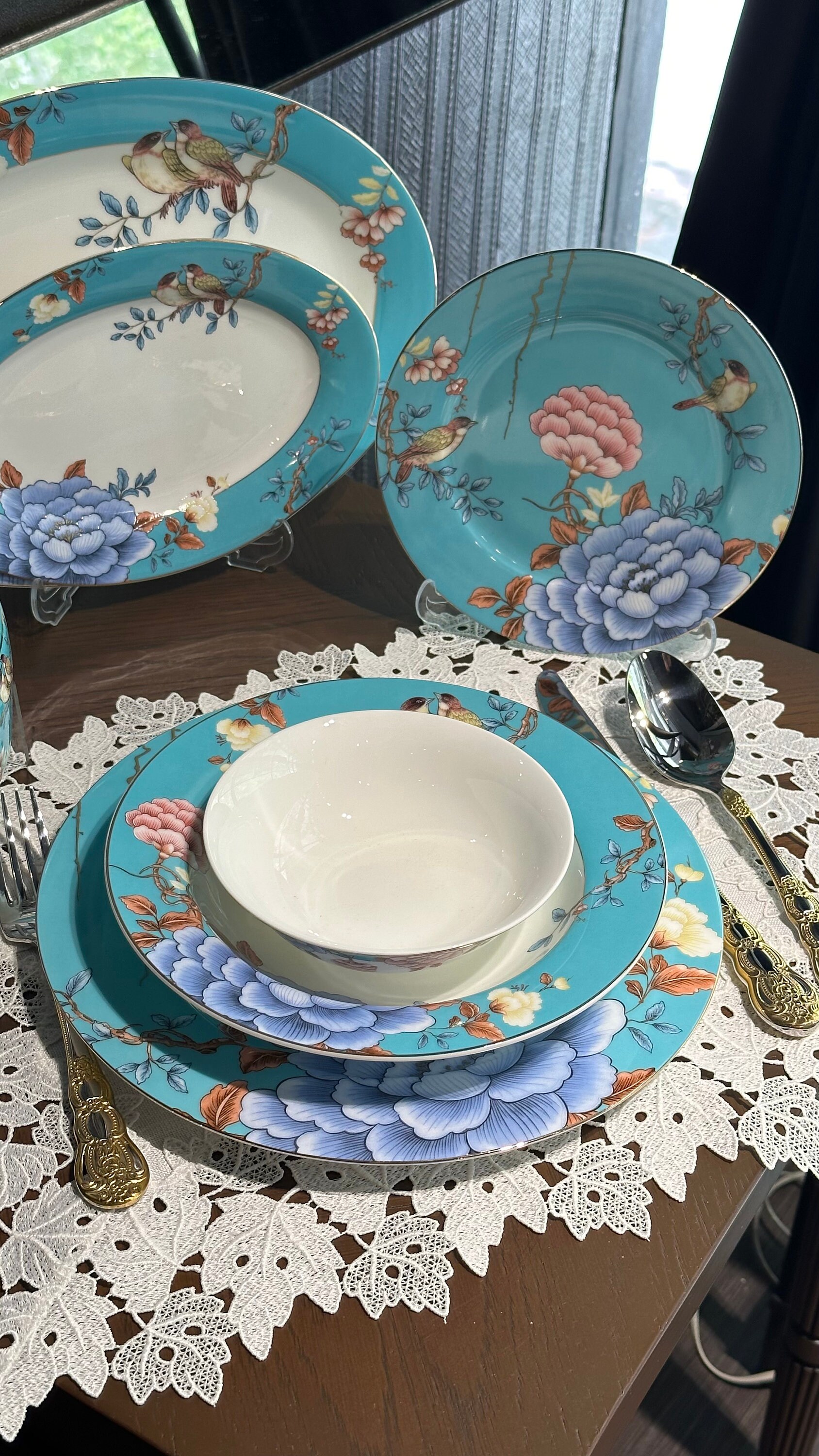 Blue Bird 28 Pieces 6 Person Dinnerware Set, Dinnerware Set 28 Piece ...