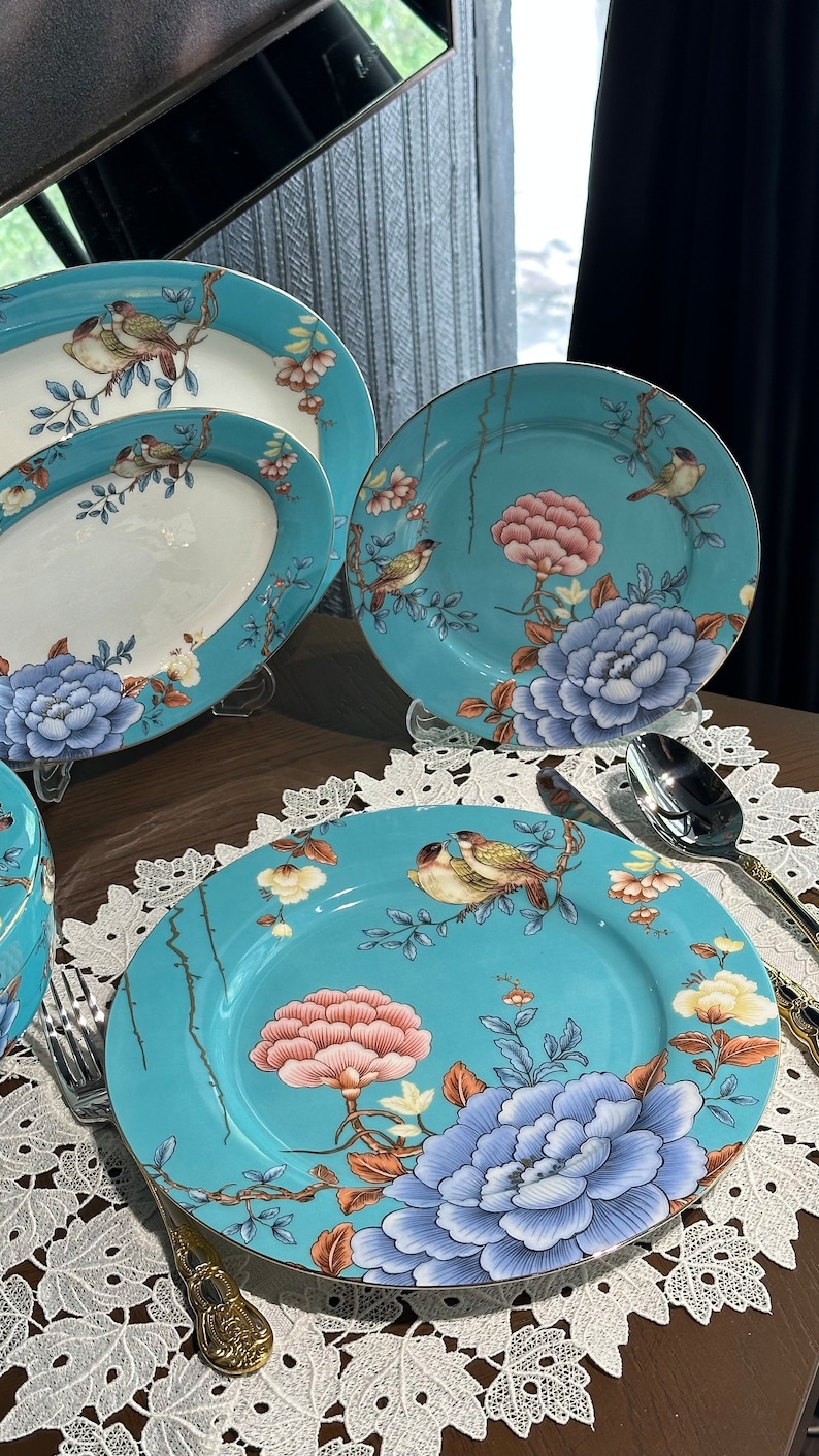 Blue Bird 28 Pieces 6 Person Dinnerware Set, Dinnerware Set 28 Piece ...