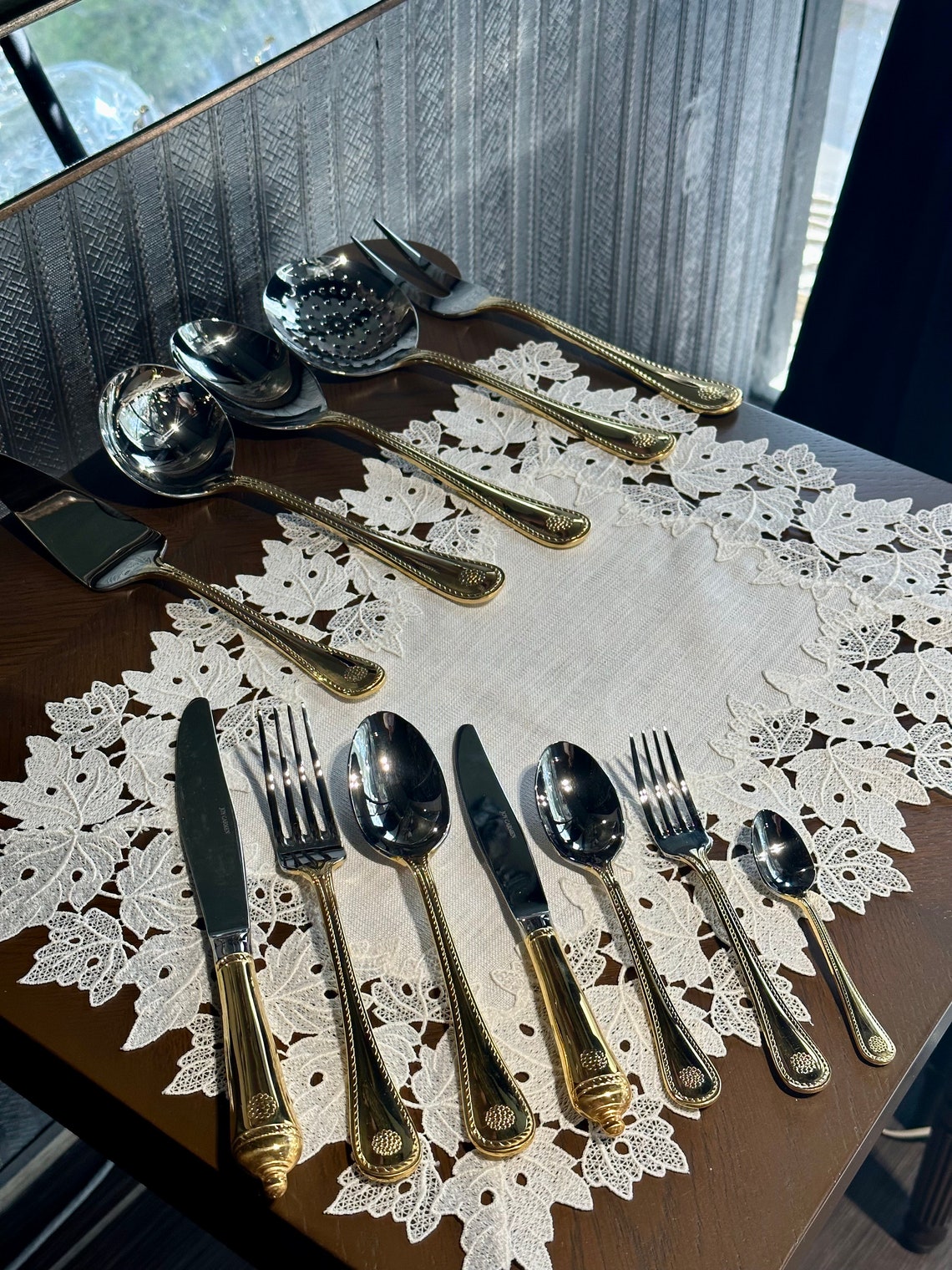 89 Pieces 12 Person 24K Gold Vintage Cutlery Set, Silverware Set, Gold ...