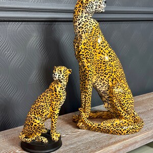 Leopard Sitting Statue , Majestic Leopard, Leopar Figure, Animal Statue ...