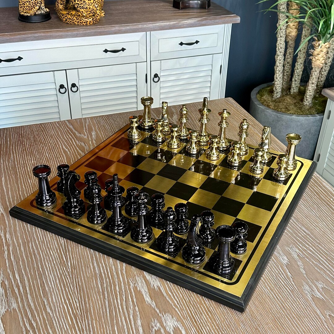 25 Inch Giant Premium Chess Set, Luxury Metal Chess Set, Handcrafted ...