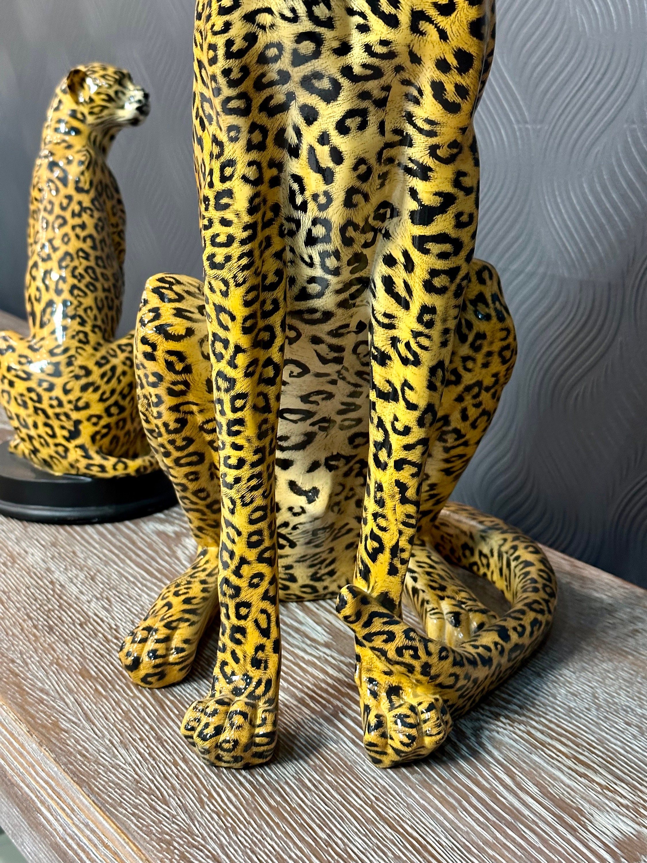 Leopard Sitting Statue , Majestic Leopard, Leopar Figure, Animal Statue ...