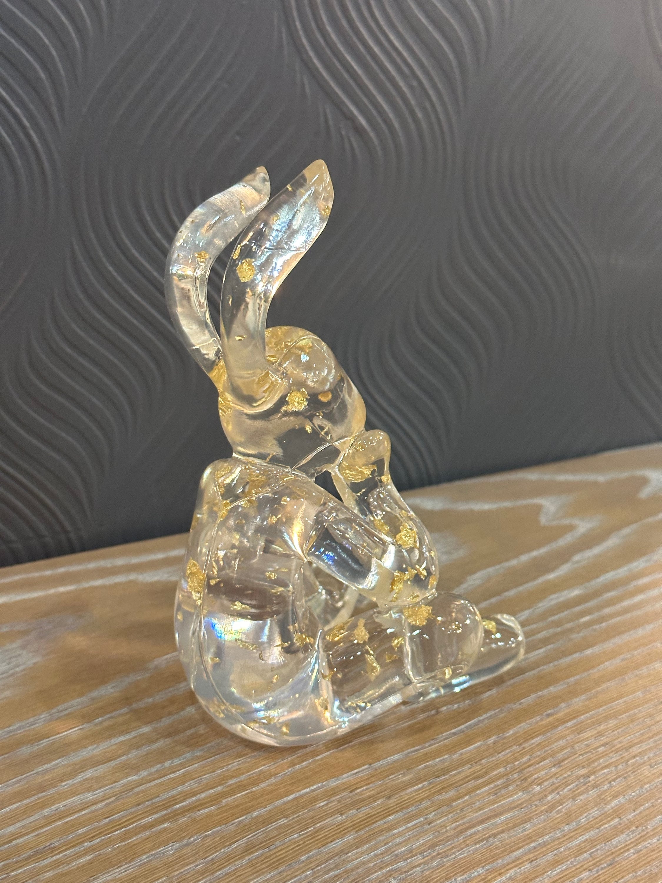 Pop Art Gold Leaf Thinking Rabbit Resin Statue, Modern Nordic Gold ...